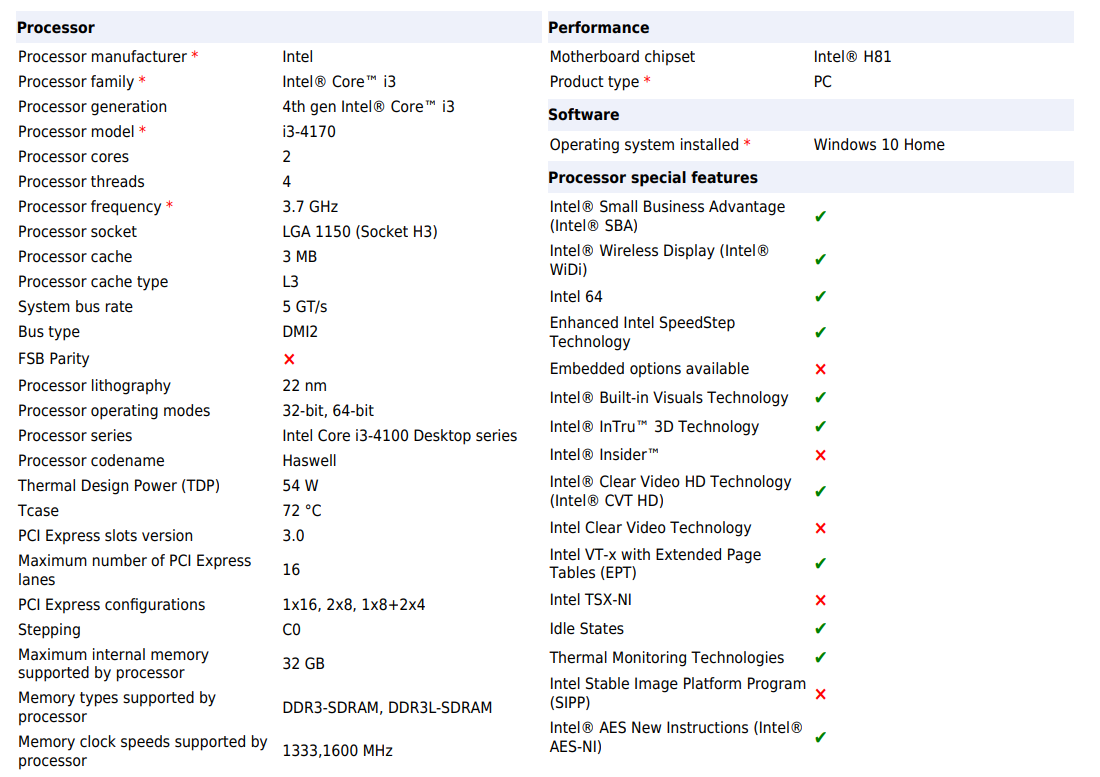 ASUS M70AD-MY001T PC Intel® Core™ i3 i3-4170 2 GB DDR3-SDRAM 500 GB HDD ...