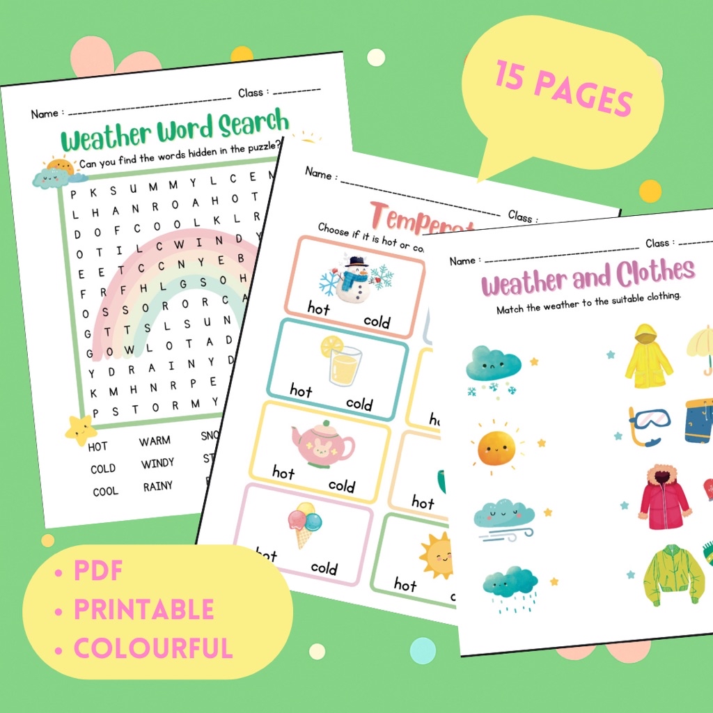 Lembaran Kerja Cuaca & Musim untuk Kanak Kanak | Fun Weather Printable ...