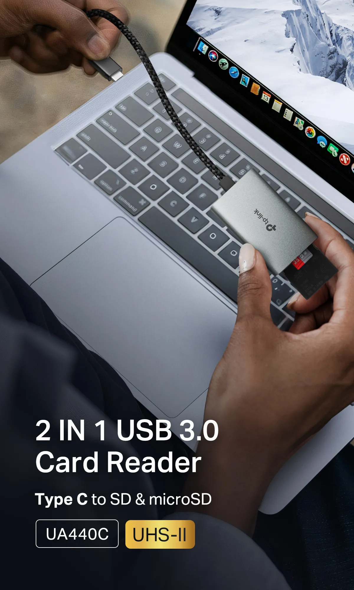 TP-LINK (UA440C) USB Type-C to SD & MircoSD 4.0 Card Reader Memory Card ...