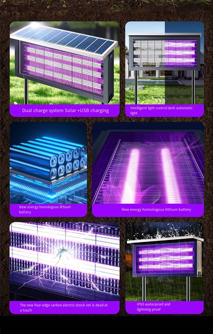 Solar Mosquito Killer Pest Control Electric Zapper LED Ultraviolet Lamp ...