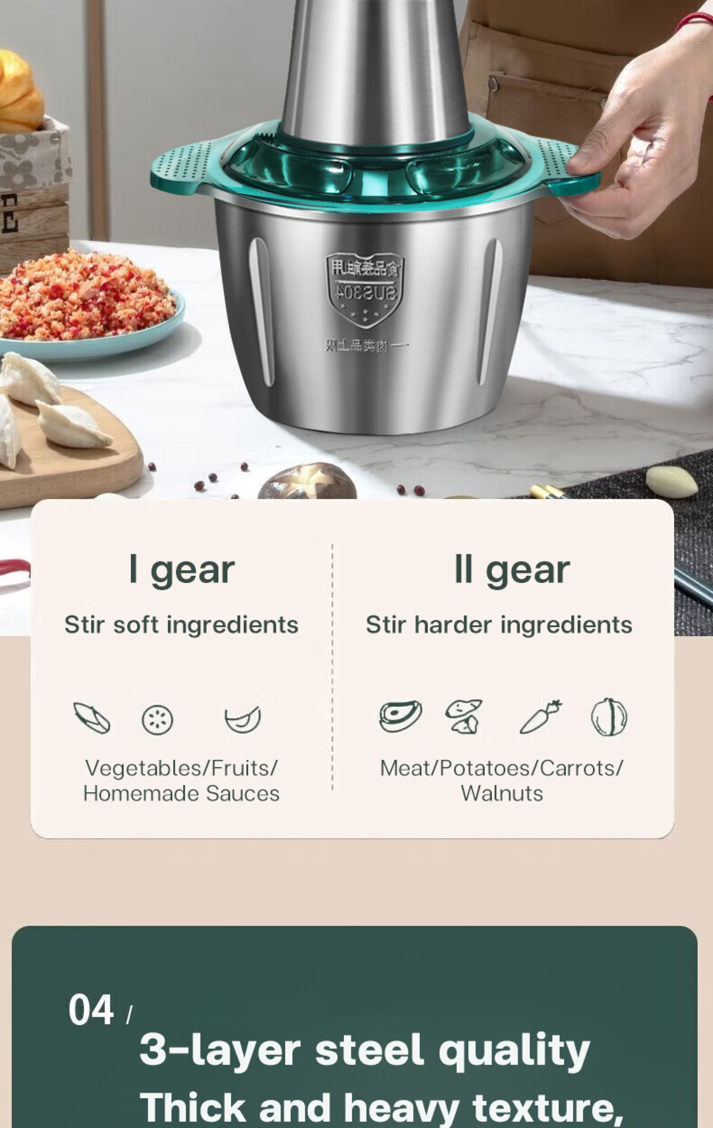 【New Upgrades in 2025】Chopper Blender 1600W 5L Blender Chopper blender ...