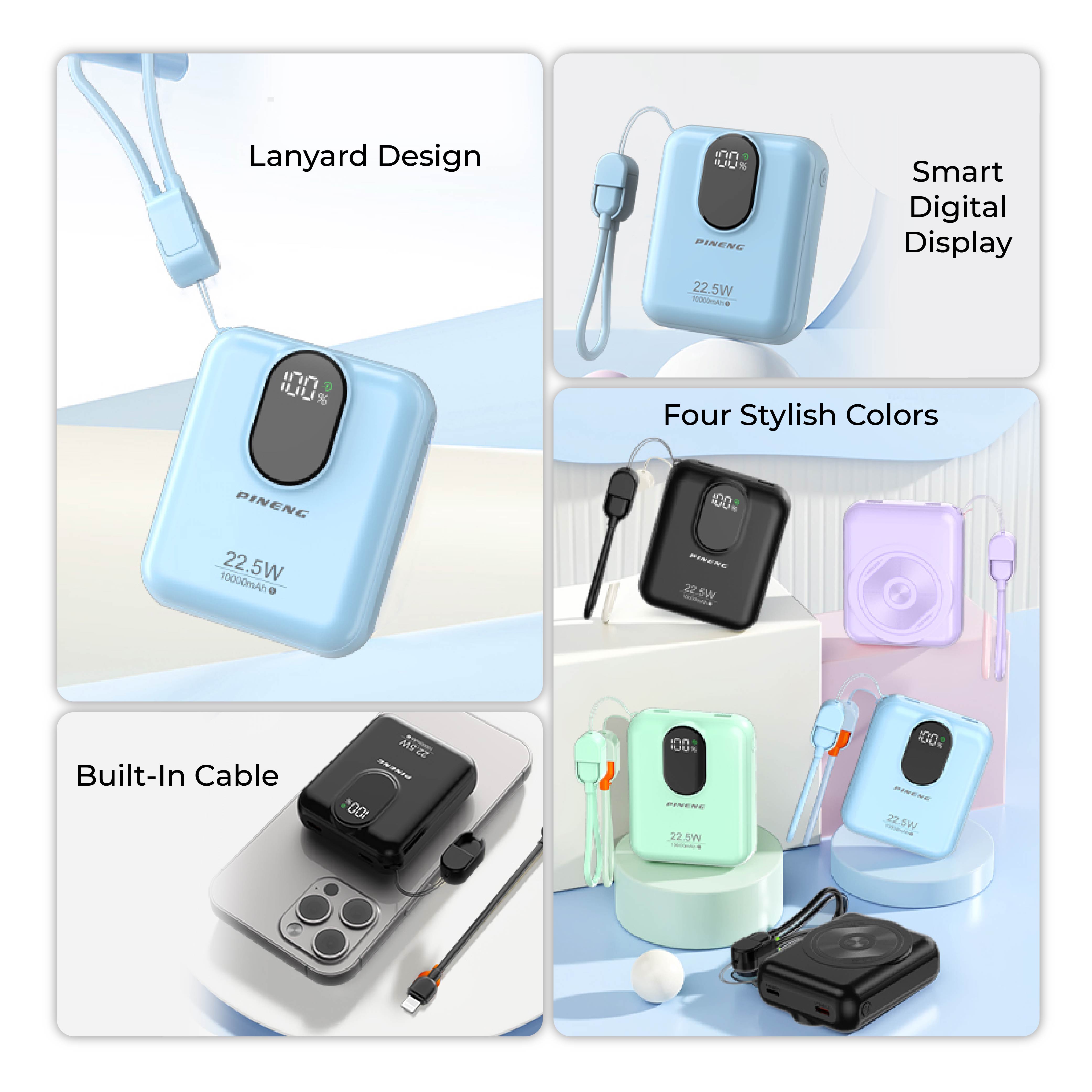 [3C Certified] Pineng PN-725PD 10000mAh 22.5W Fast Charge Magnetic Wireless Powerbank w ...