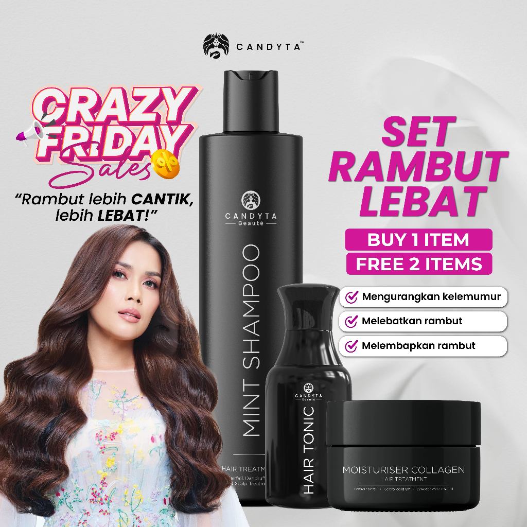 CANDYTA HQ SET RAMBUT LEBAT Mint Shampoo Hair Tonic Ratu Candyta Eira Syazira Rambut Rosak ...