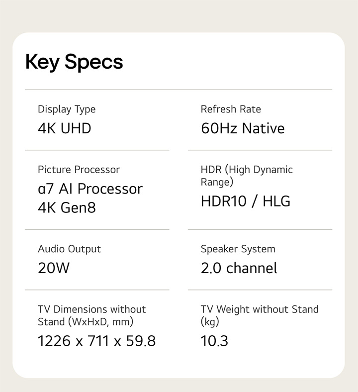 55 Inch LG 4K UHD AI TV UA73 HDR10 (2025) | Shopee Malaysia