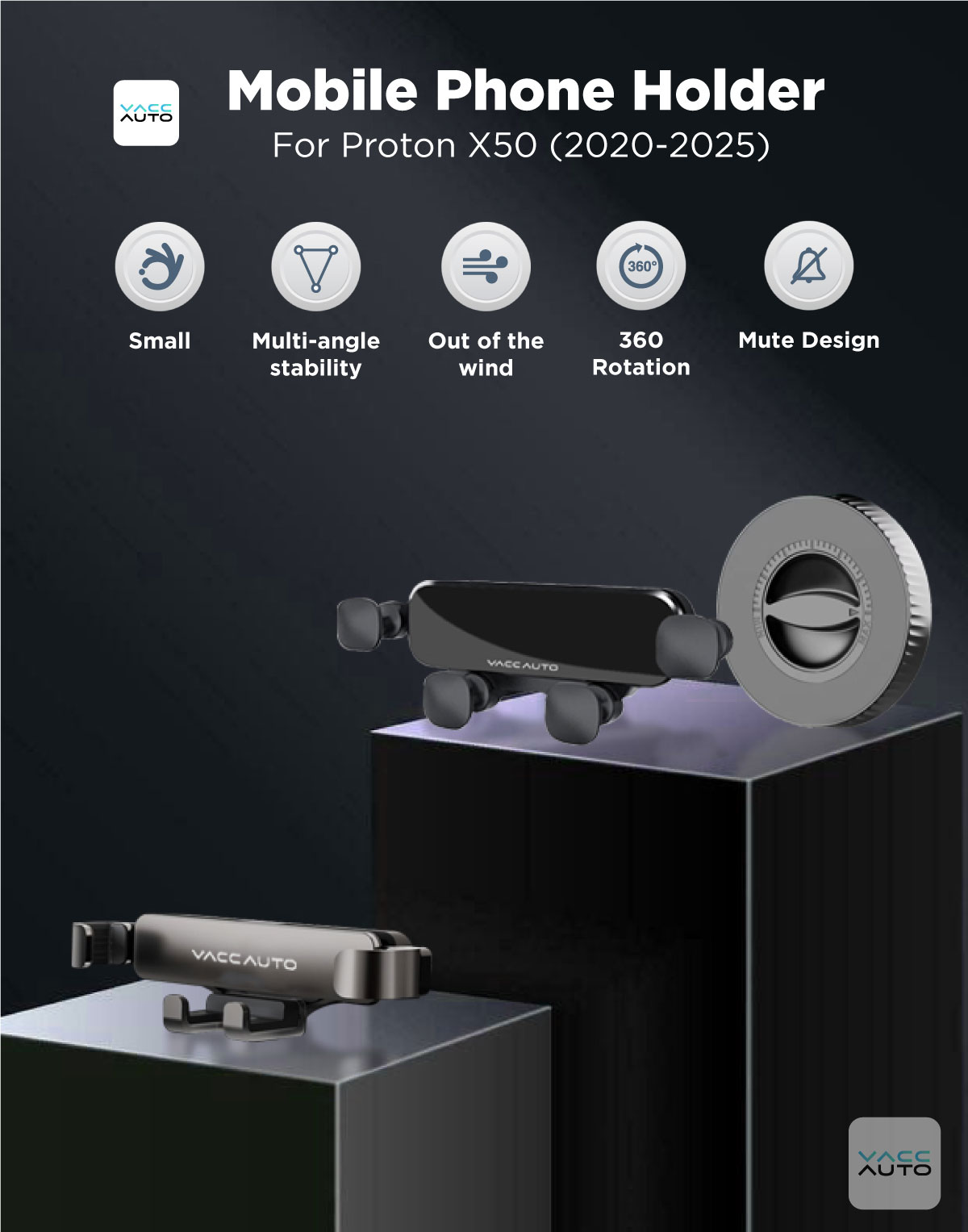 Proton X50 2020-2025 Car Phone Holder Mount Bracket 360 Rotating GPS ...