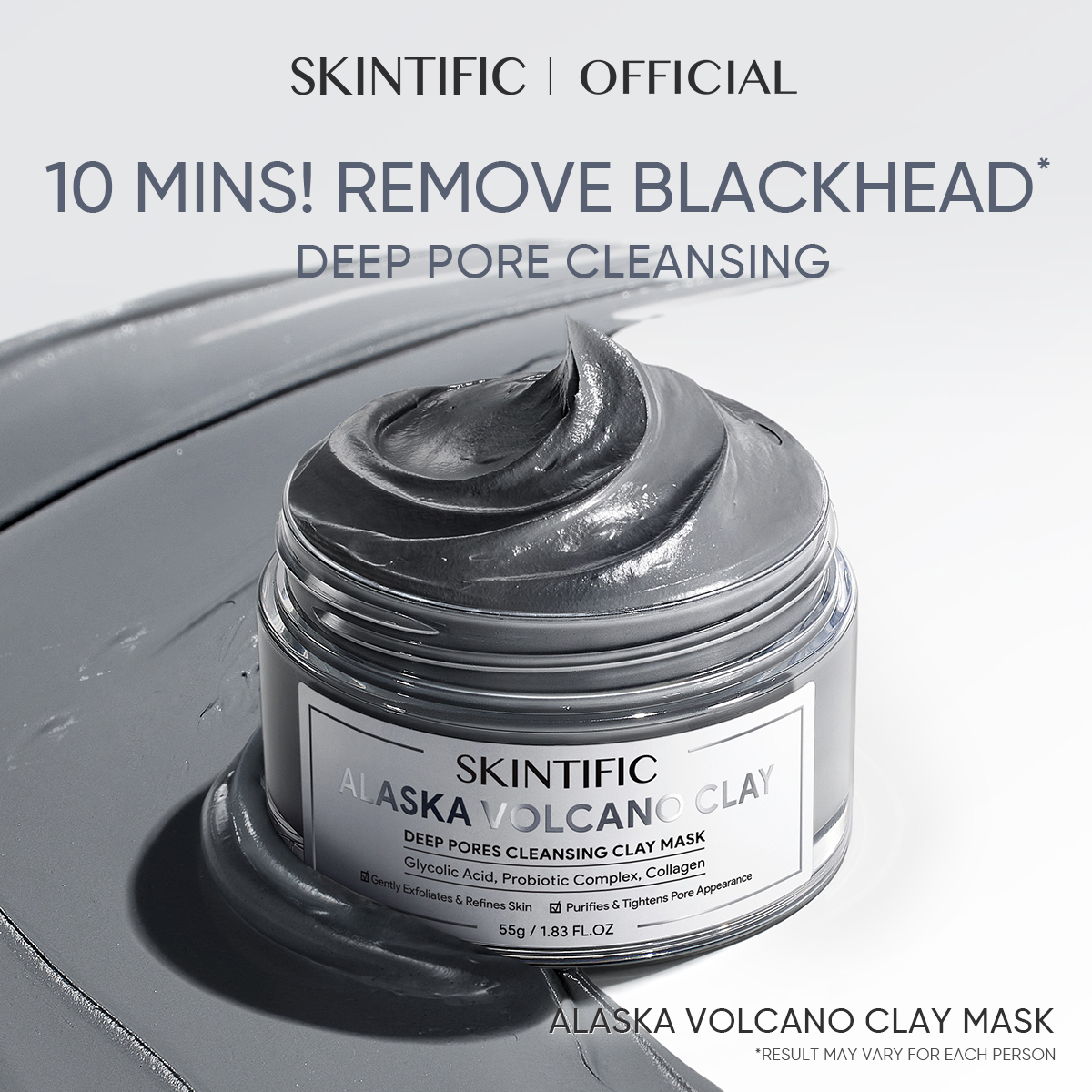 SKINTIFIC Alaska Volcano Clay Deep Pores Cleansing Clay Mask Blackhead ...