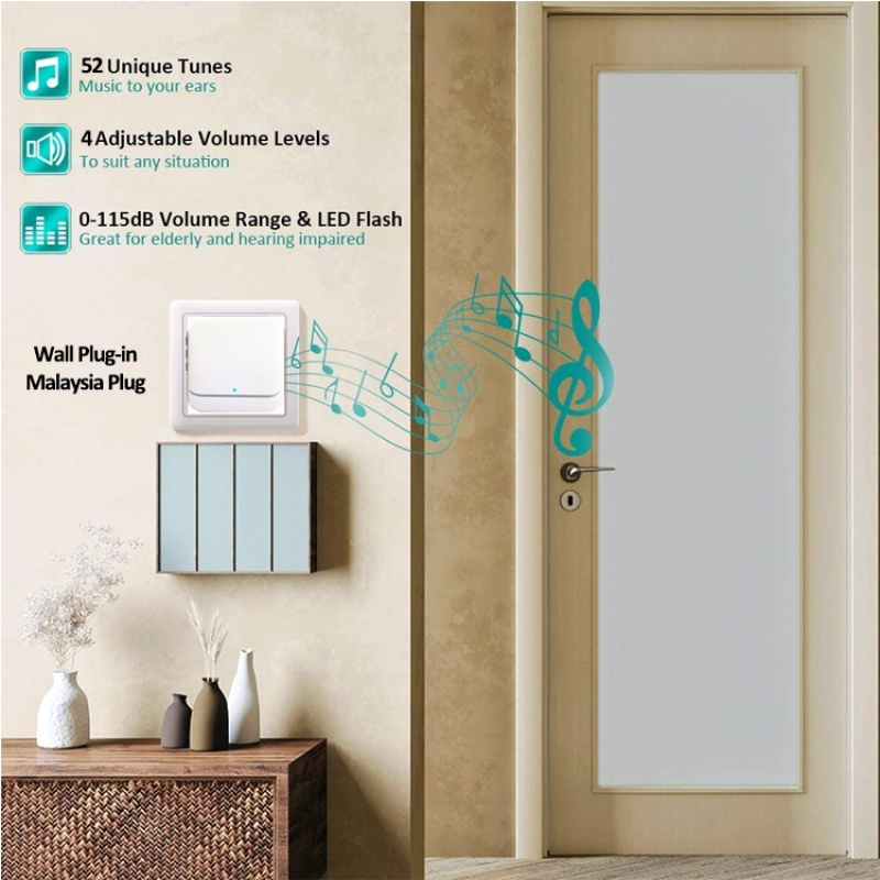Wireless Waterproof Doorbell with LED Indicator | 300M Range Smart Door ...