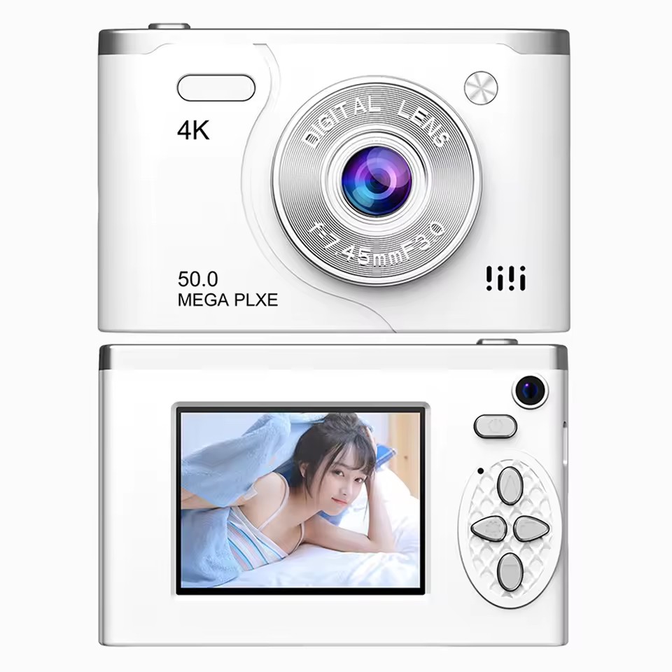 Retro CCD Digital Camera 4K Dual Lens Video Cam 8X Zoom 2.4 Inches ...