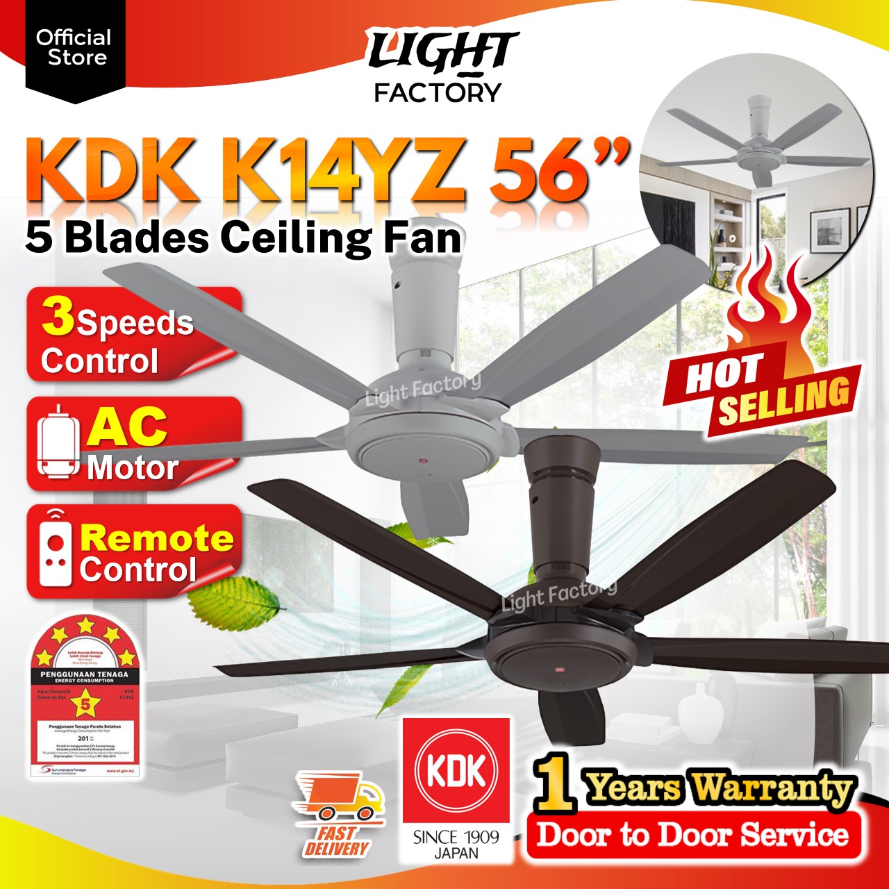 KDK K14YZ-PBR / GY | K14PH 5 Blades || K14XZ-GY/ PBR | K14RH 4 Blades 3 ...