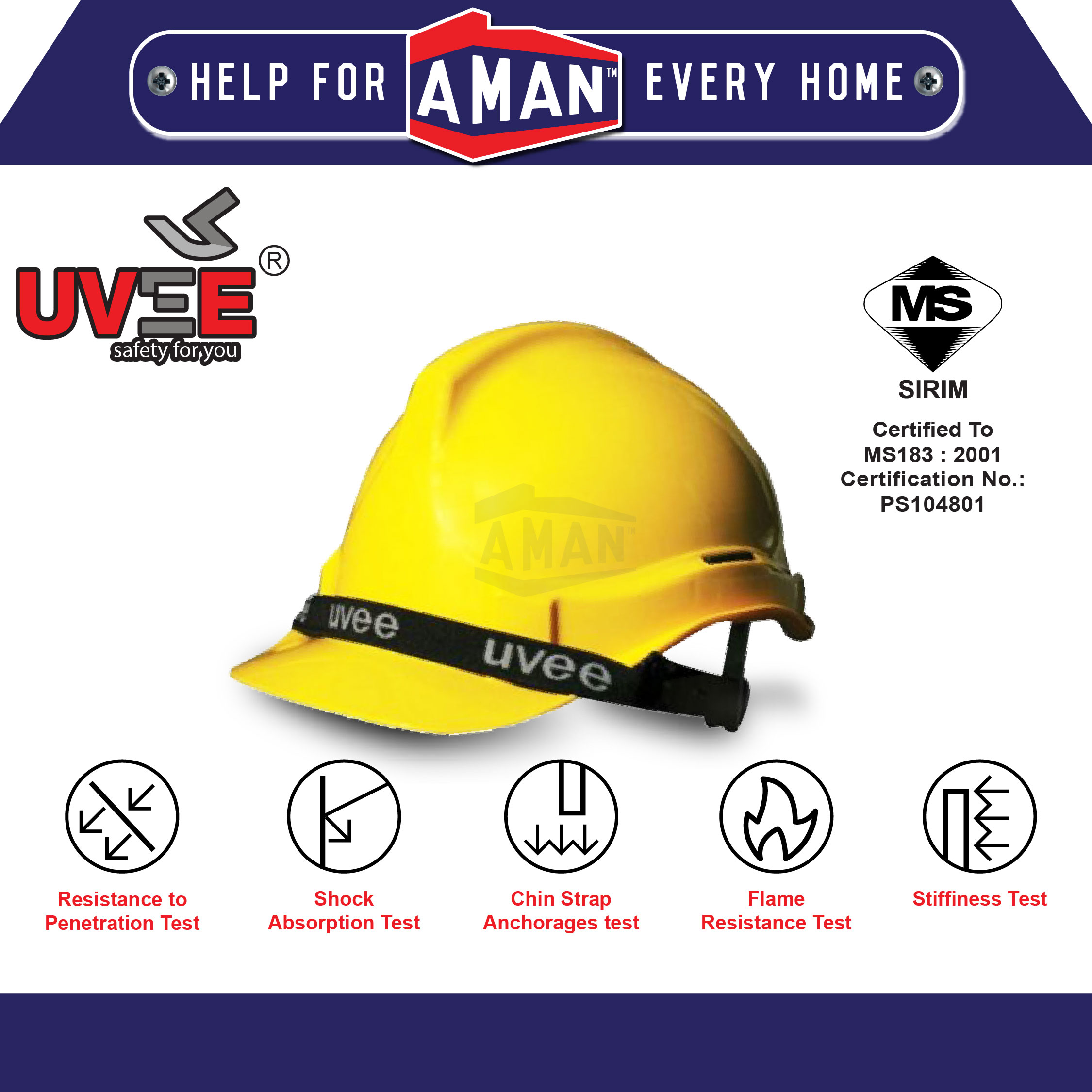 UVEE Professional Safety Helmet Heavy Duty Helmet Sirim Topi Keledar ...
