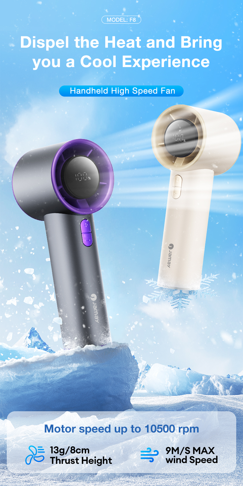 JAMAY High Speed Handheld Fan Strong Wind 199 Gear With Adjustable ...