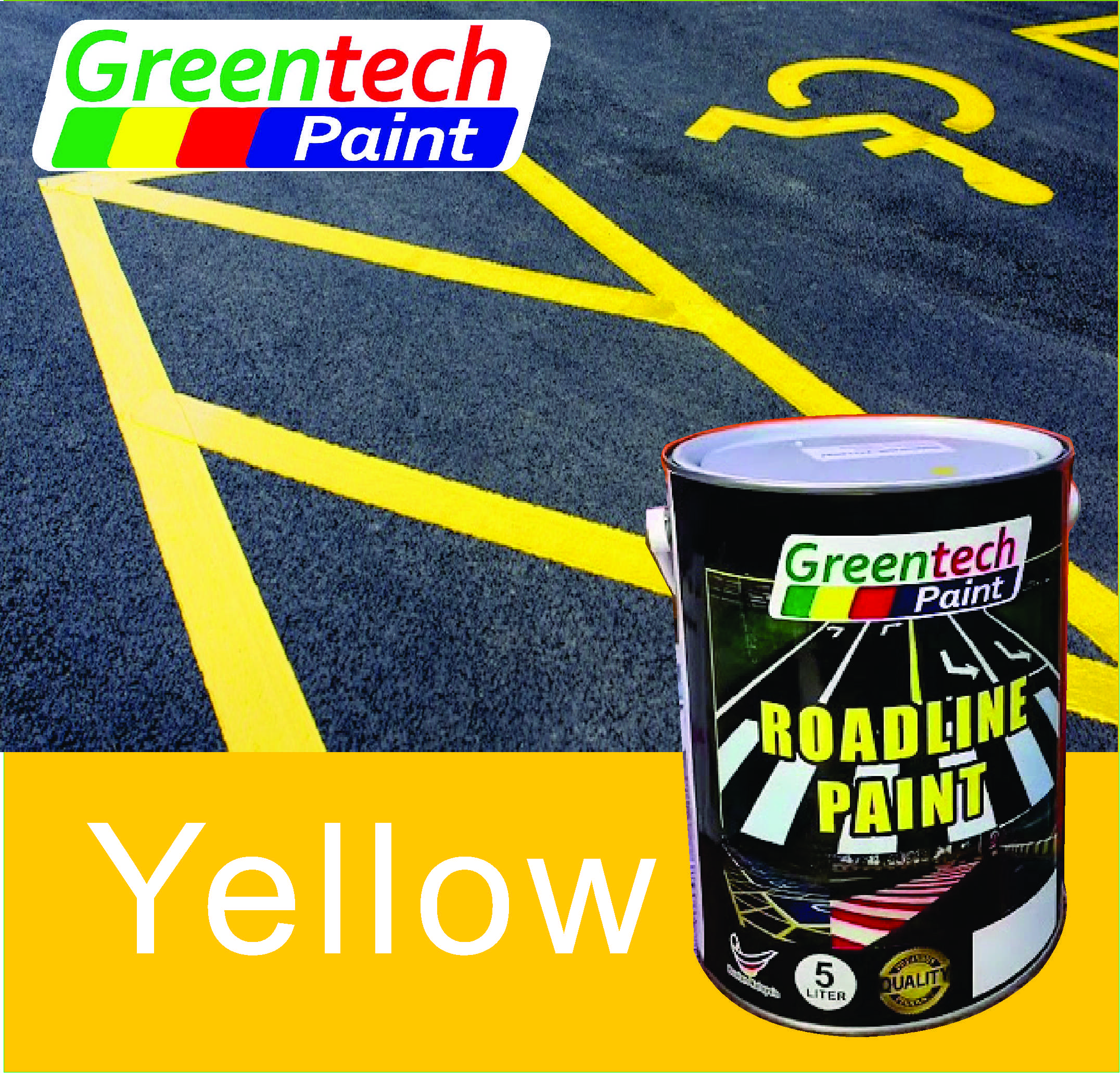 5L ( YELLOW ) GREENTECH Roadline Paint Road Traffic Solvent Based ...