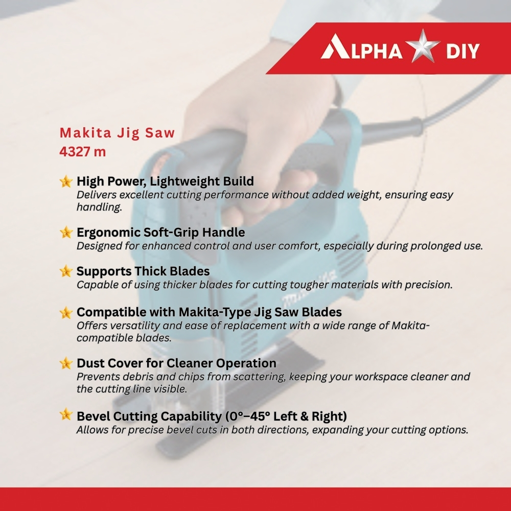 Makita Original 4327M Jig Saw 450W 65mm Electric Jig Saw Cutter Bevel ...