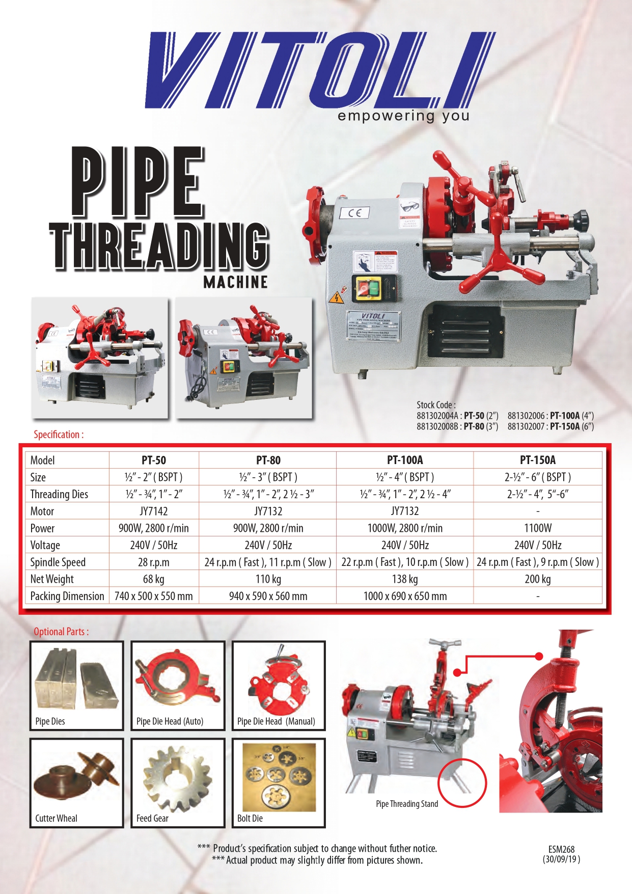 VITOLI PIPE THREADING PT-50 (2") (MANUAL) | Shopee Malaysia