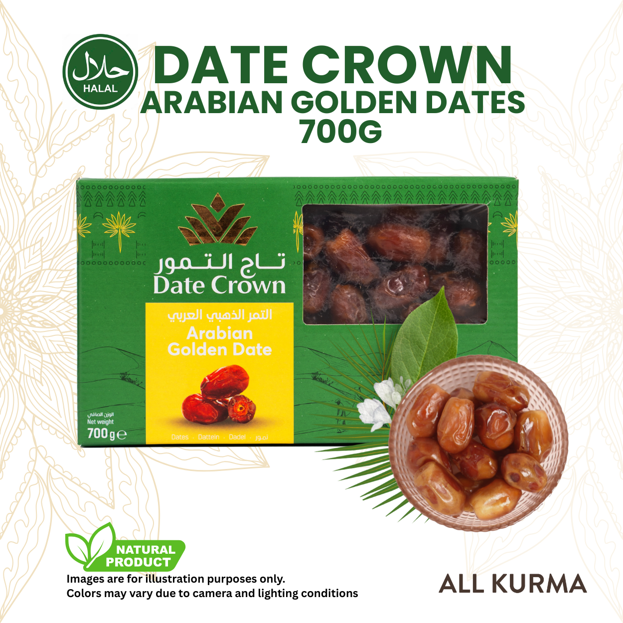[1FREE1] Date Crown Golden Arabian Dates in Box (700g) | Shopee Malaysia
