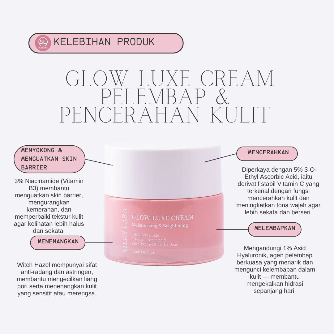 Silky Lara Glow Luxe Cream ( Pelembap Niacinamide ) Hyaluronic Oily ...