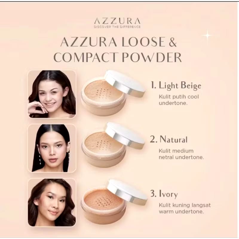 AZZURA Loose Powder Matte Fresh Look Bedak Tabur | Double UV Protection ...