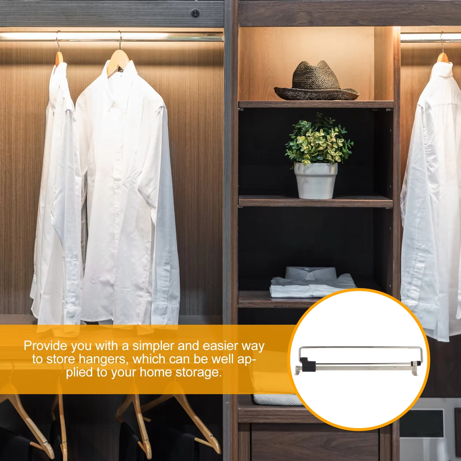 Closet Hanger Rack Retractable Extendable Clothes Storage Shelf Coat ...