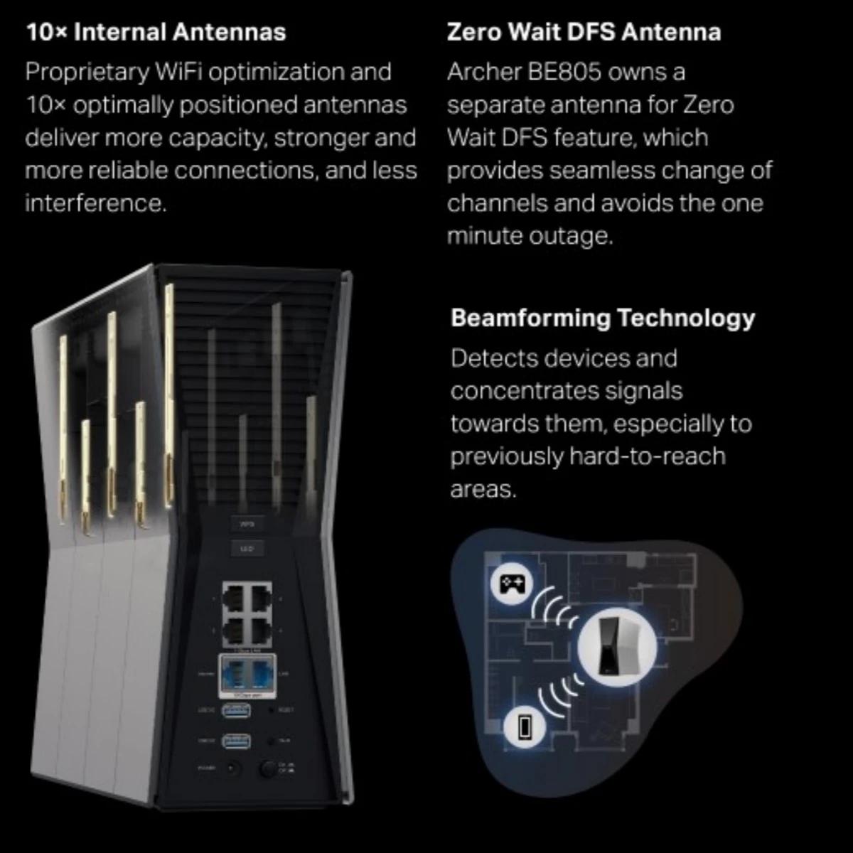 TP-Link Archer BE805 BE550 WiFi 7 BE19000 Tri-Band Wireless Mesh Router ...