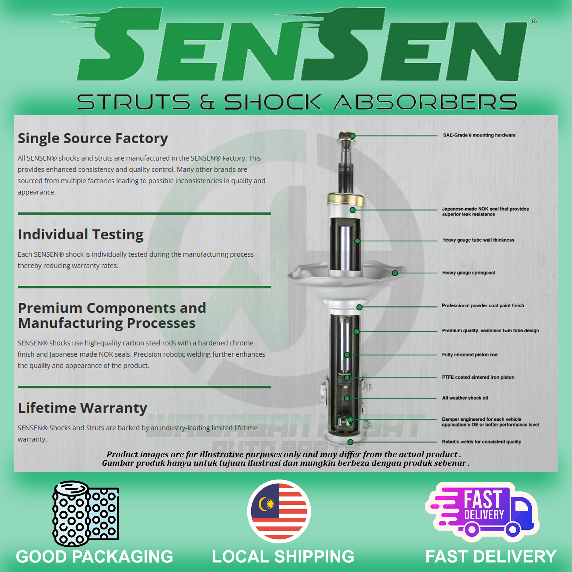 Proton Persona Old Rear Gas Shock Absorber SENSEN | Shopee Malaysia