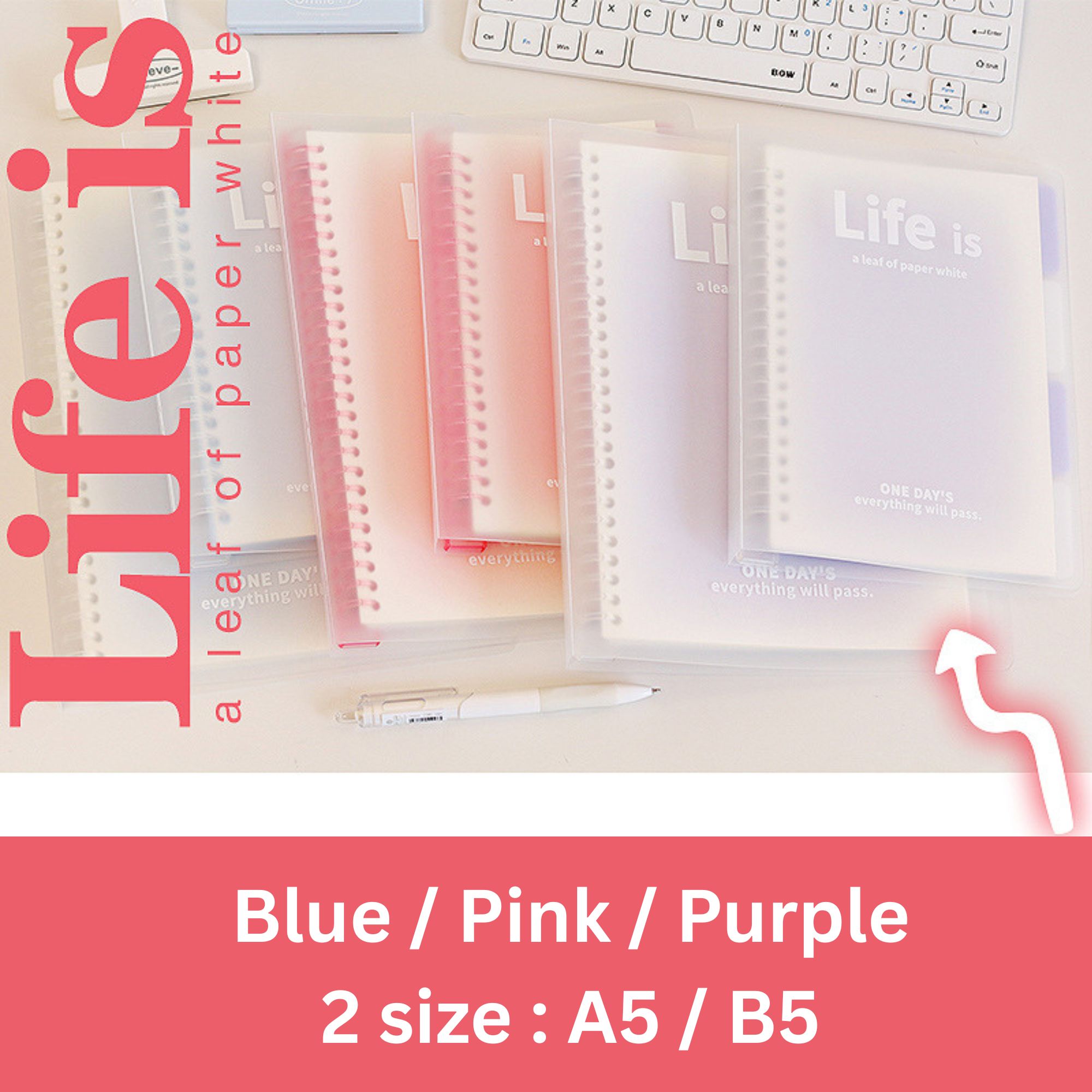 [Ready Stock]A5/B5 Blush Pink Purple Blue Plastic Binder Refillable ...