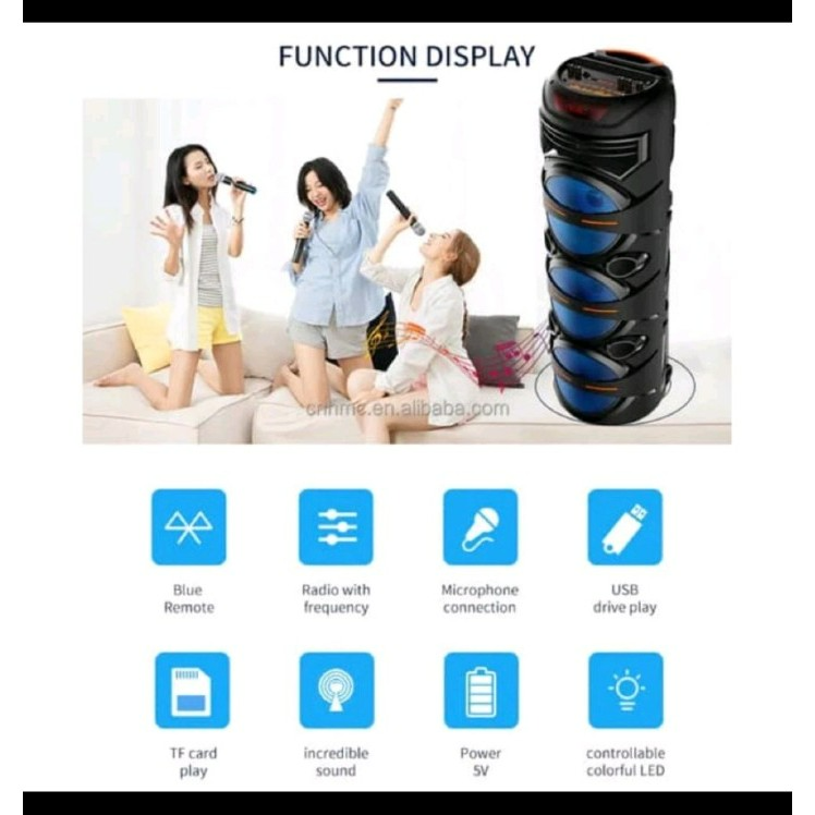 SING-E ZQS8302 Portable Speaker Tower 8 inch x 3 Speaker Outdoor Portable Bluetooth RGB Speaker ...