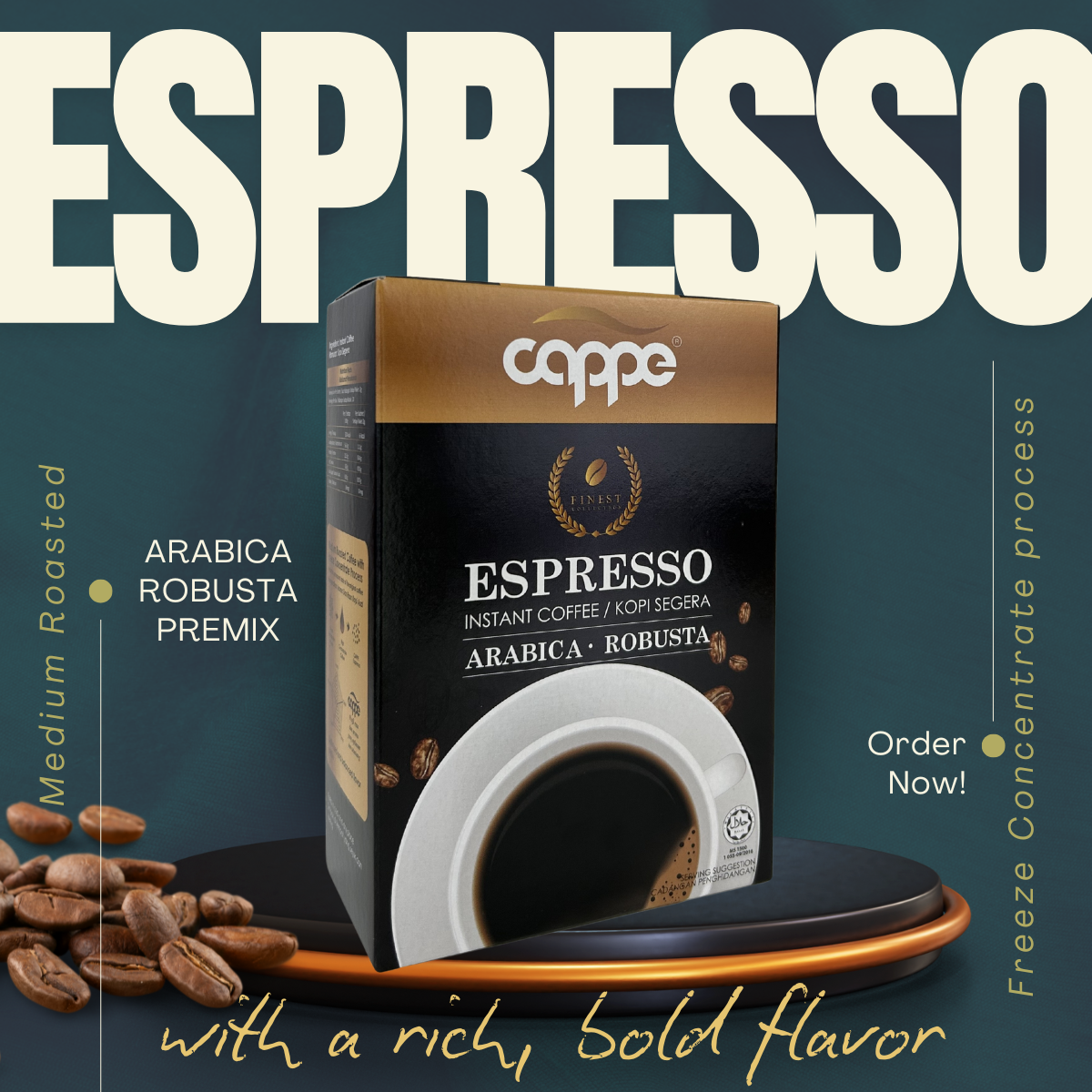 CAPPE ESPRESSO [2g x 20] Sugar-Free Instant Coffee Kopi Segera Tanpa ...