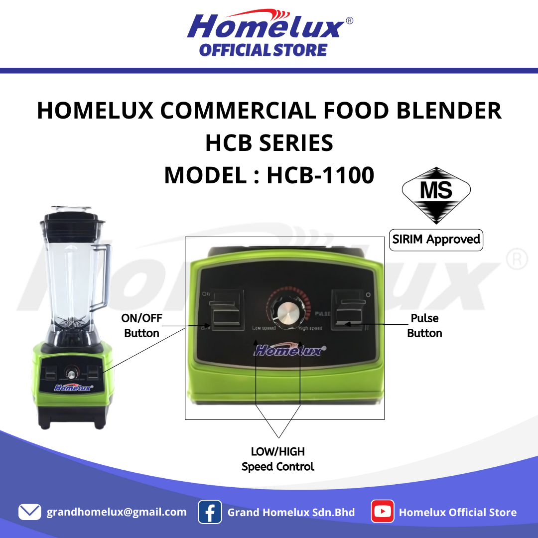 [SIRIM] HOMELUX COMMERCIAL FOOD BLENDER HCB SERIES HCB-1100 BLENDER ...