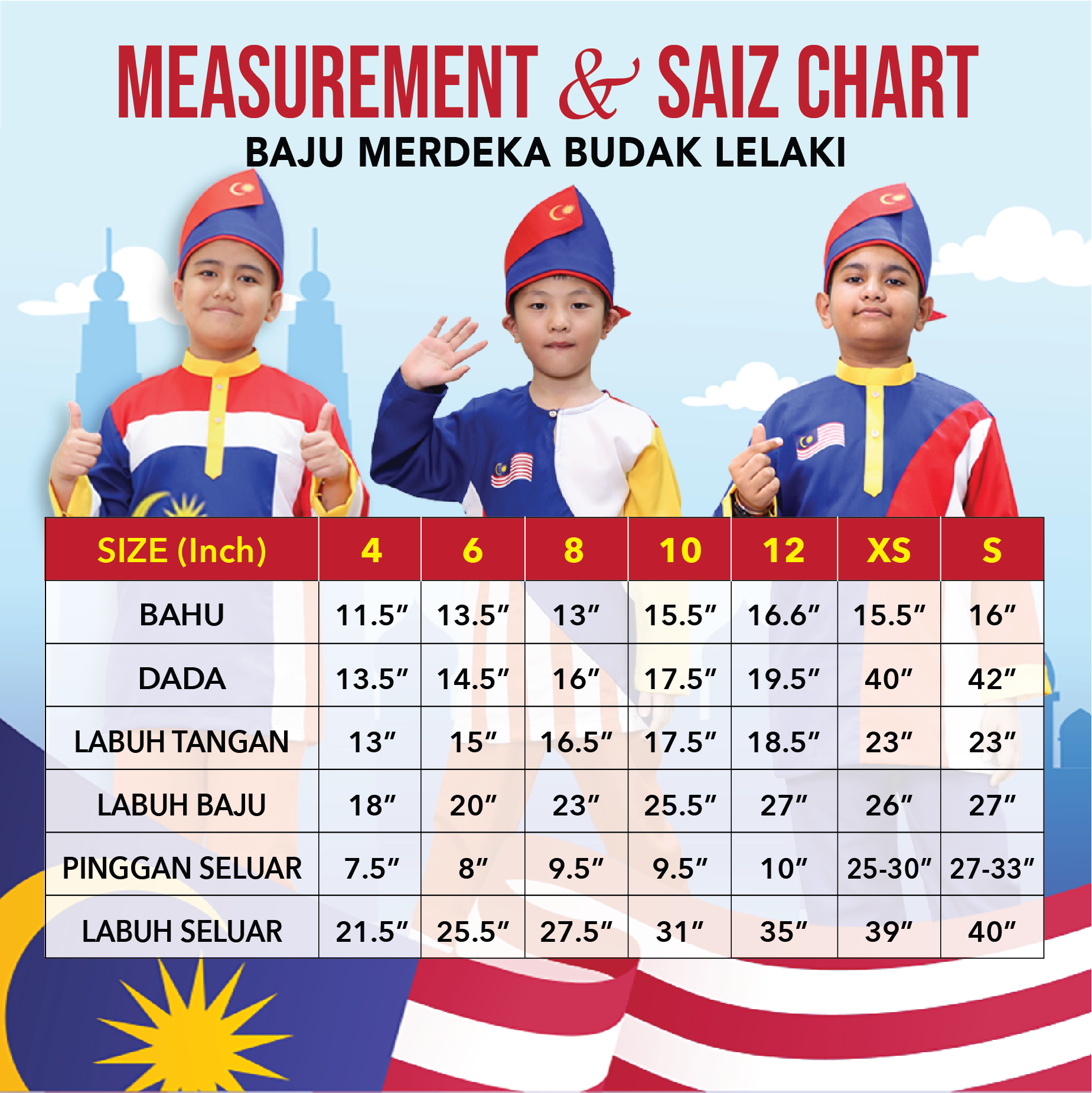 Baju Merdeka Budak Lelaki Premium Design 2025 (FREE Lencana Jalur ...