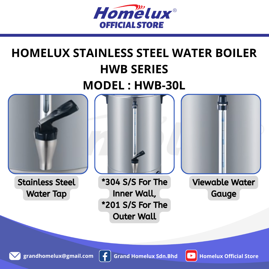 HOMELUX STAINLESS STEEL WATER BOILER HWB SERIES HWB-30L DANDANG AIR ...
