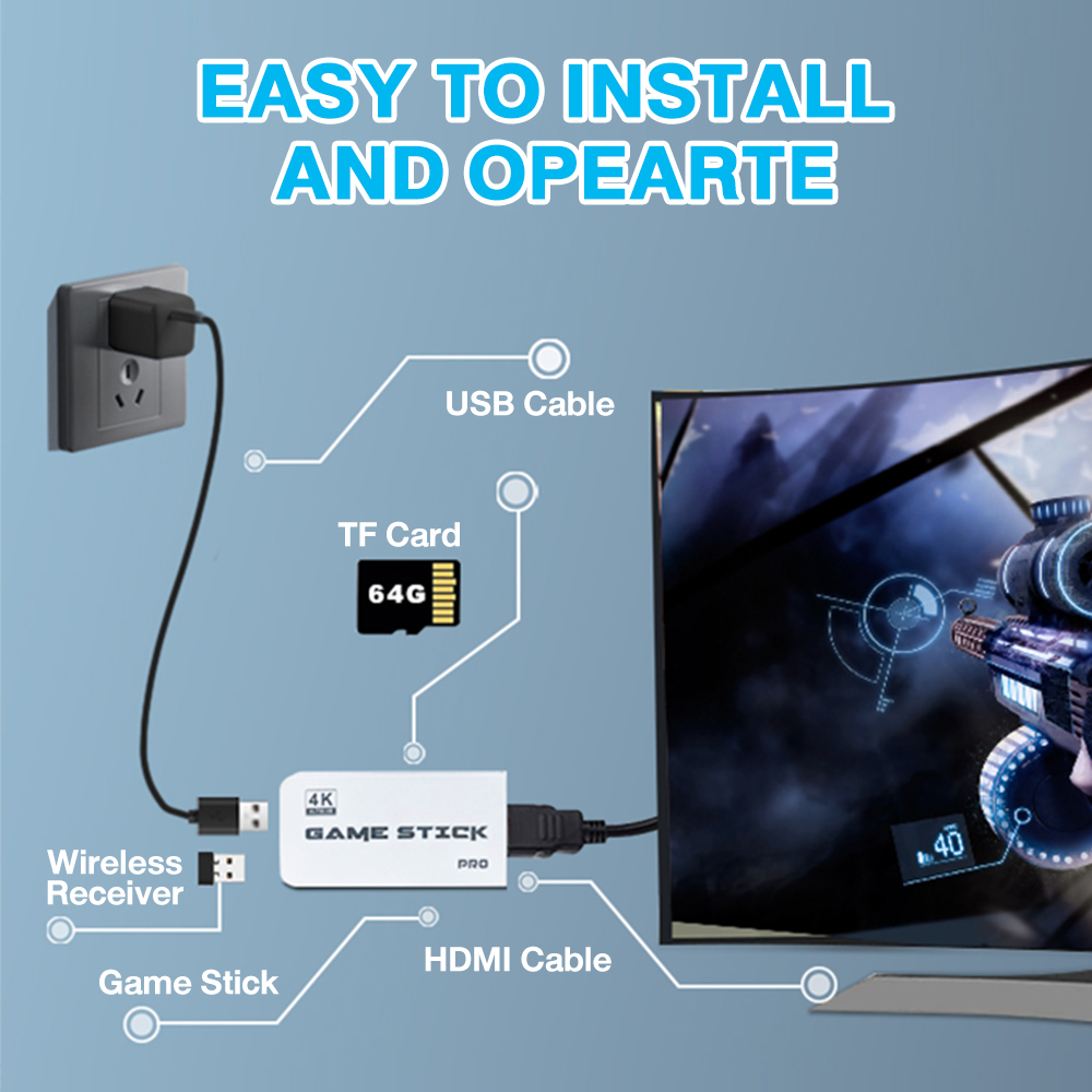 【Upgraded】 M15 Wireless 2.4G HD Arcade Mini Game Machine 128GB 40000 ...