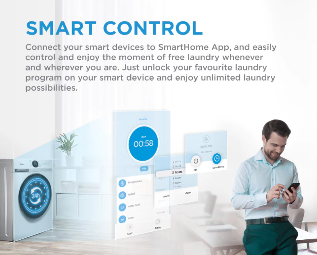 Midea 10KG / 7KG Combo Washer Dryer 2 In 1 Inverter Front Load Washing ...