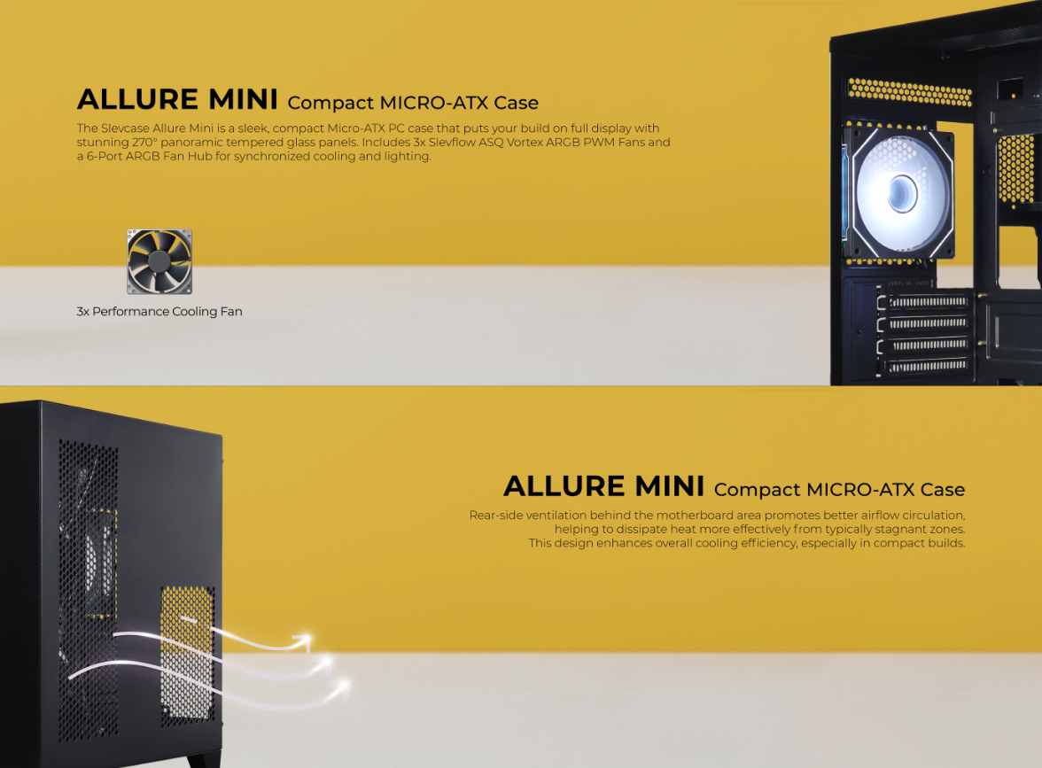 Slevcase ALLURE MINI Compact Panoramic MATX PC Case Casing | Shopee ...