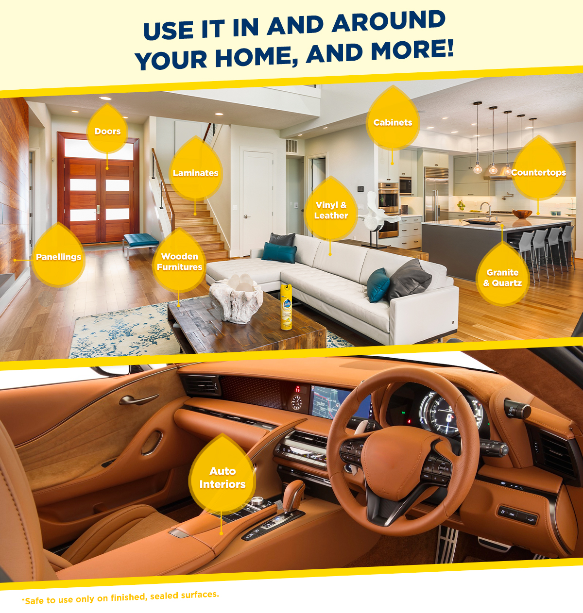Pledge Furniture/Wood Polish, Shine & Protect - Lemon (330mlx6 ...