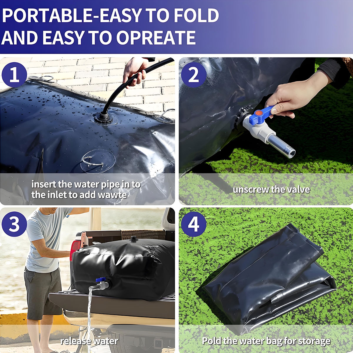 🇲🇾24H💯 Large Capacity Water Storage Bag Foldable Water Bag Water Tank ...