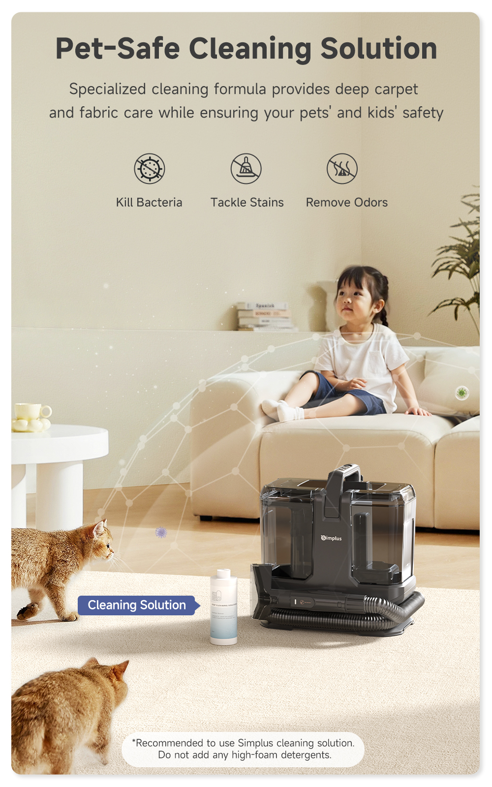 Simplus Spot&Fabric Cleaner | 110°C High-Temp Steam | 70°C Hot Water ...