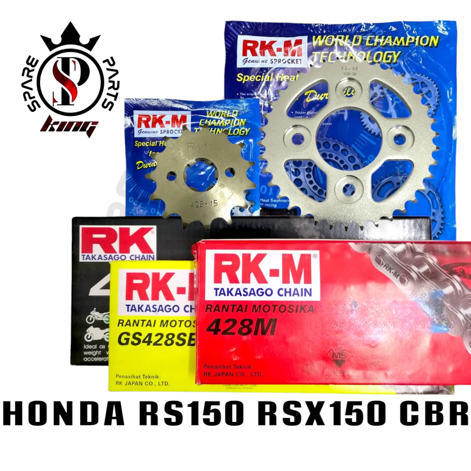 RKM SPROCKET SET WITH ORI RK ORING GOLD CHAIN 428 CHAIN HEAVY DUTY ...