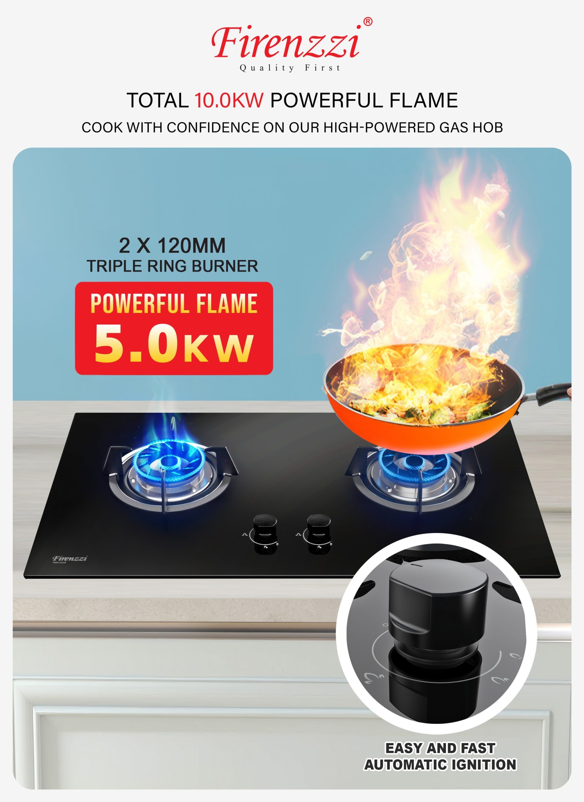 (Free Shipping + Free Install) Firenzzi FGH-2129 Gas Hob | 2 Burner ...