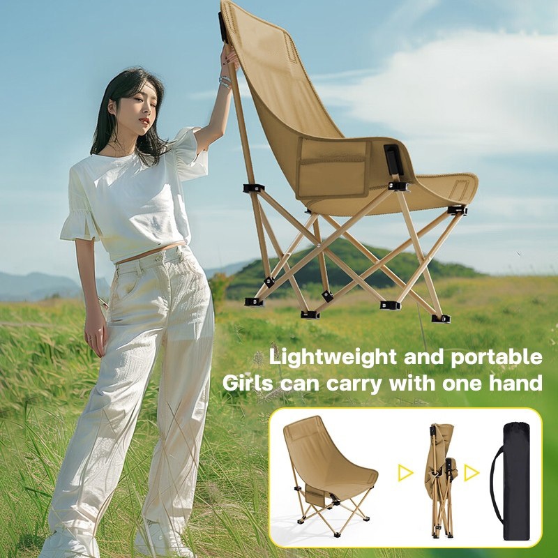 Foldable Camping Chair 150kg Outdoor Large Moon Chair Portable Fishing ...