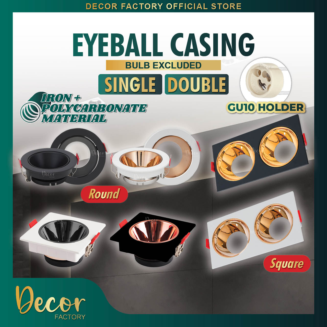 🔥NEW🔥LED Eyeball Casing Black White Rose Gold Eyeball Fitting Recessed ...