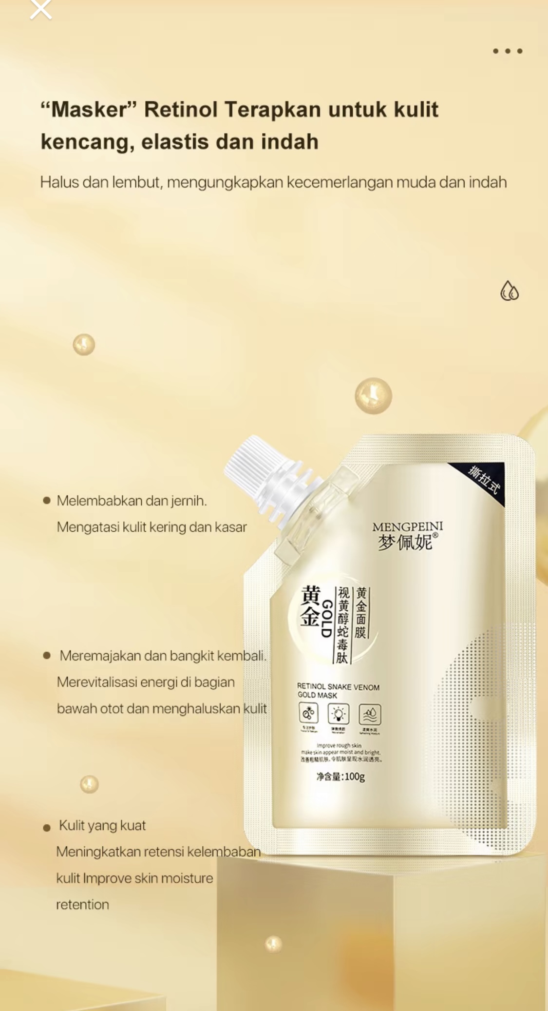 Topeng Emas Topeng Racun Ular Retinol Menegaskan, anti-kedutan ...