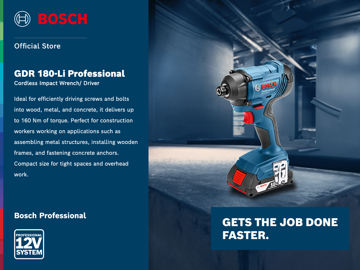 BOSCH GDR 180-LI Professional Cordless Impact Driver - 06019G51C0 ...