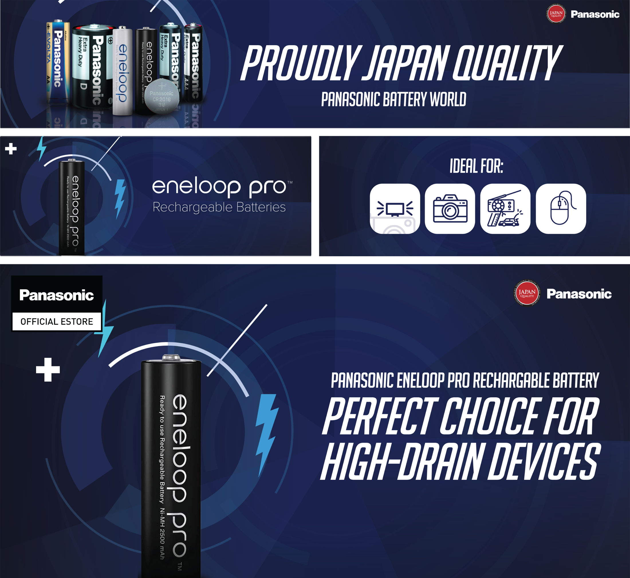 Panasonic Eneloop Pro BK 3HCCE 4BT AA Rechargeable Battery Pack of 4 ...