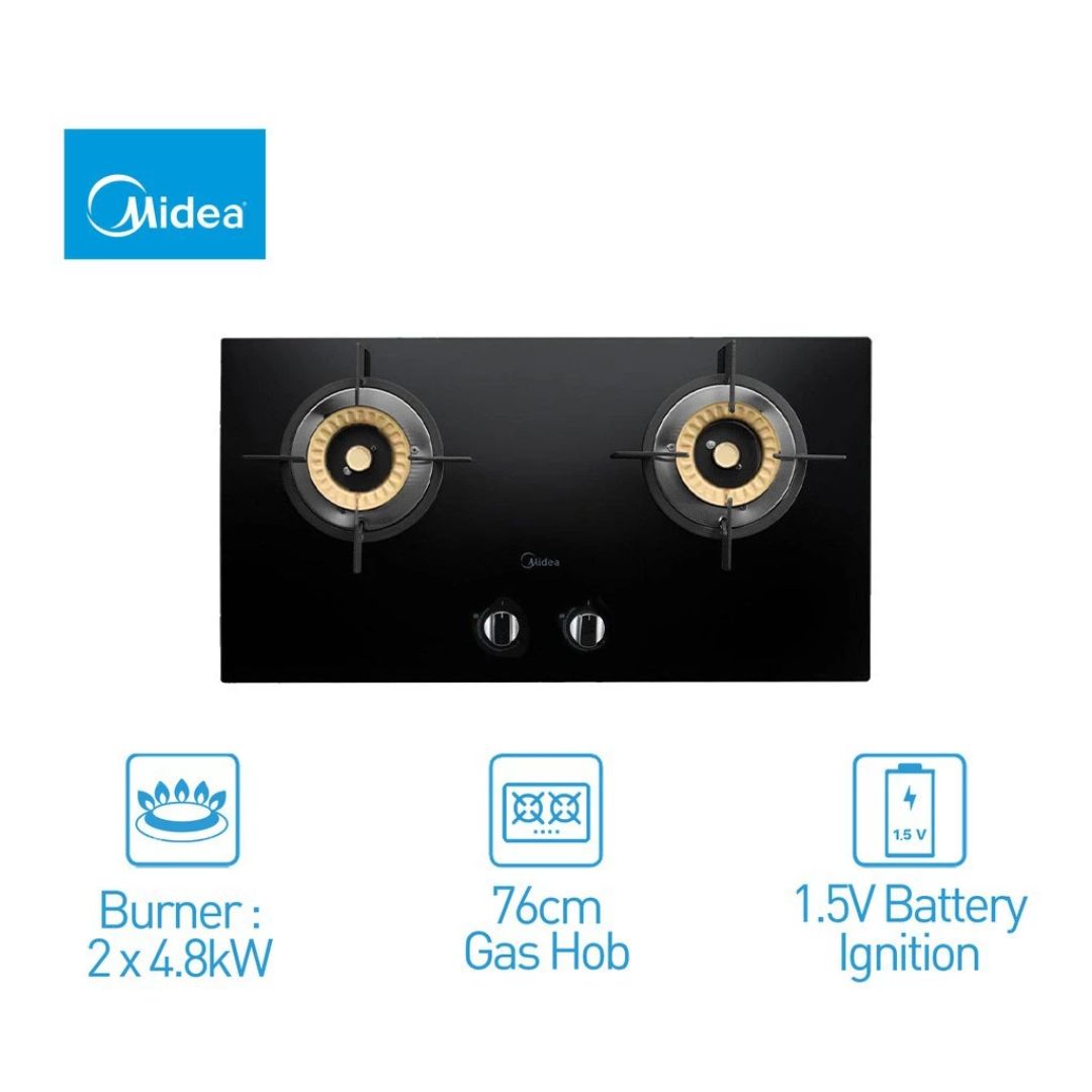 Midea Dapur Gas Tanam Kaca 2 Penunu - Built In Two Burners Glass Hob ...