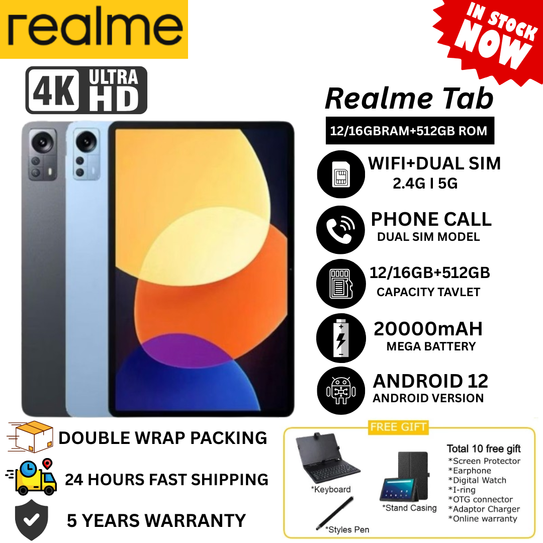 🔥2025 Realme Pad P70 | 12” 5G Tablet Android | 16GB+512GB | Snapdragon 865 | Big Battery ...