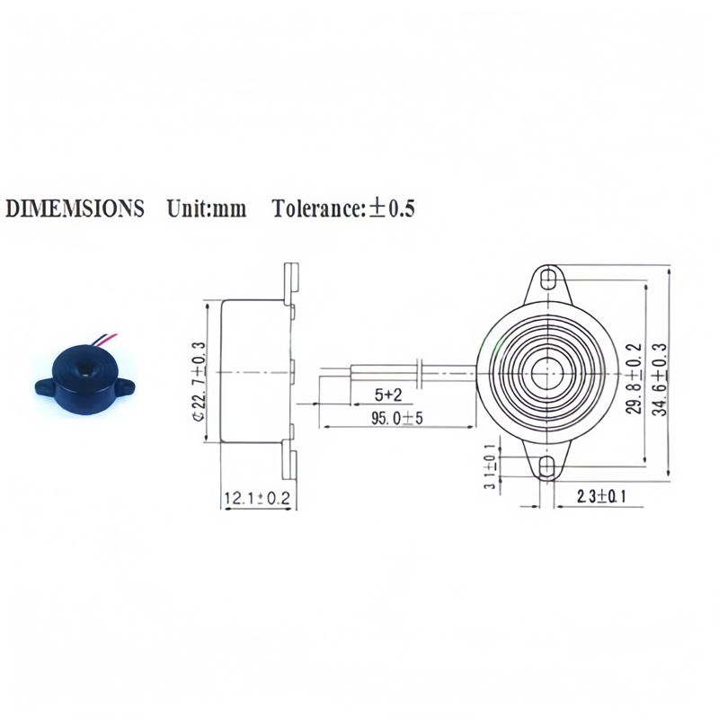 DC3-24V SFM-20B Active Piezoelectric Buzzer Long Continous Beep Tone ...