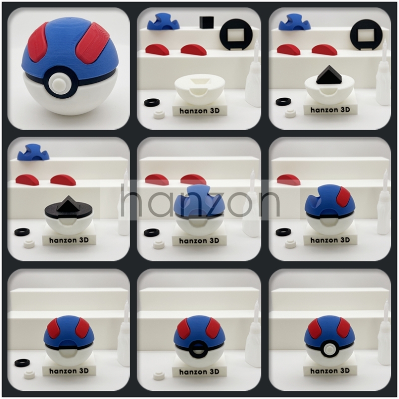 3D Printed Assembly Pokemon Ball Collectible Toy Model DIY Gift ...