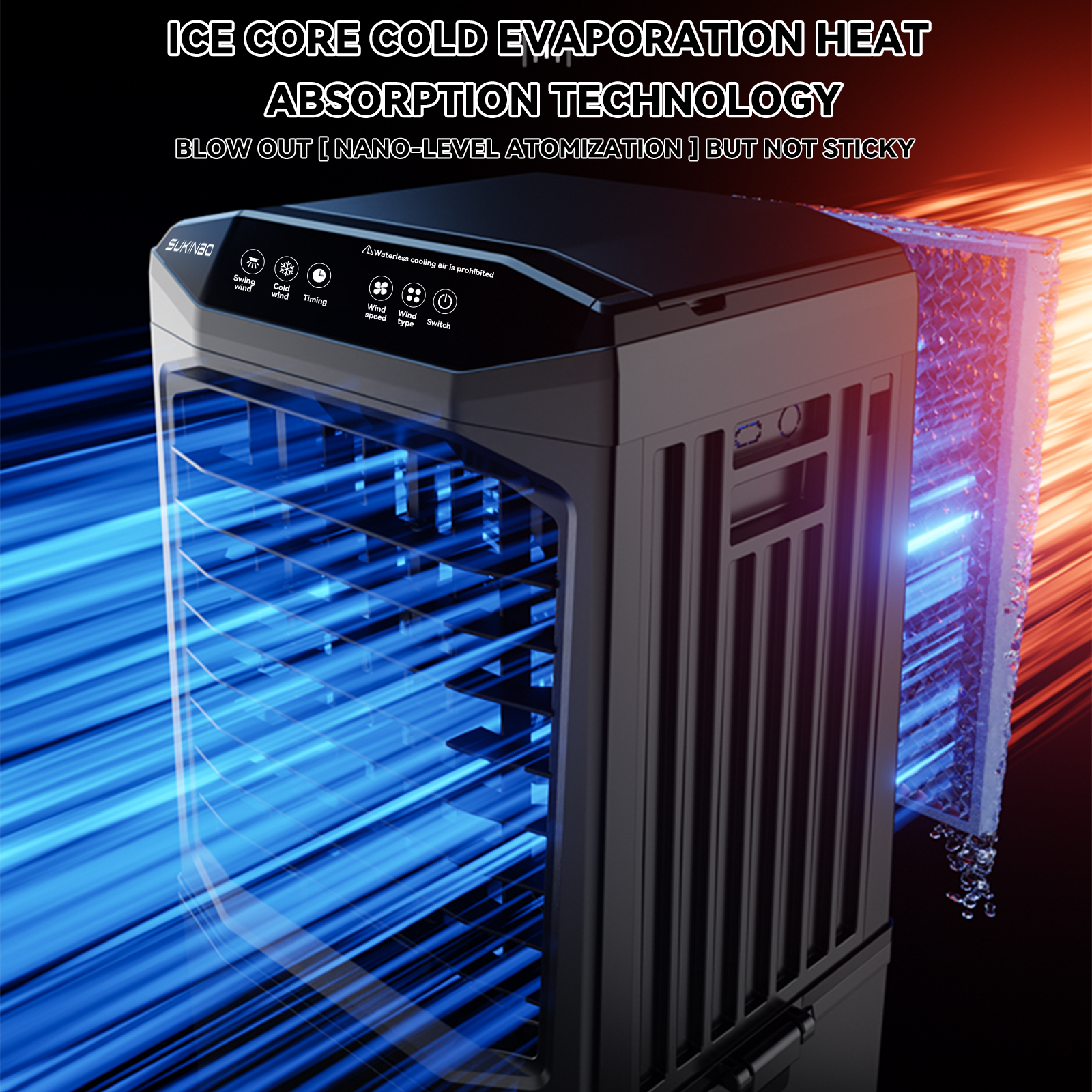 SUKINBO 100L/80L//50L Portable Large Air Cooler Ice Crystal Reusable ...