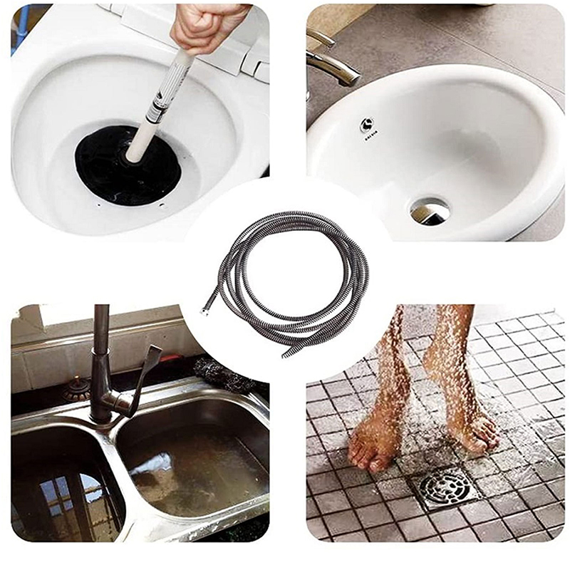 DIY MAX 5m 10m Pipe Dredger Spring With Connector Sink Drain Cleaner ...