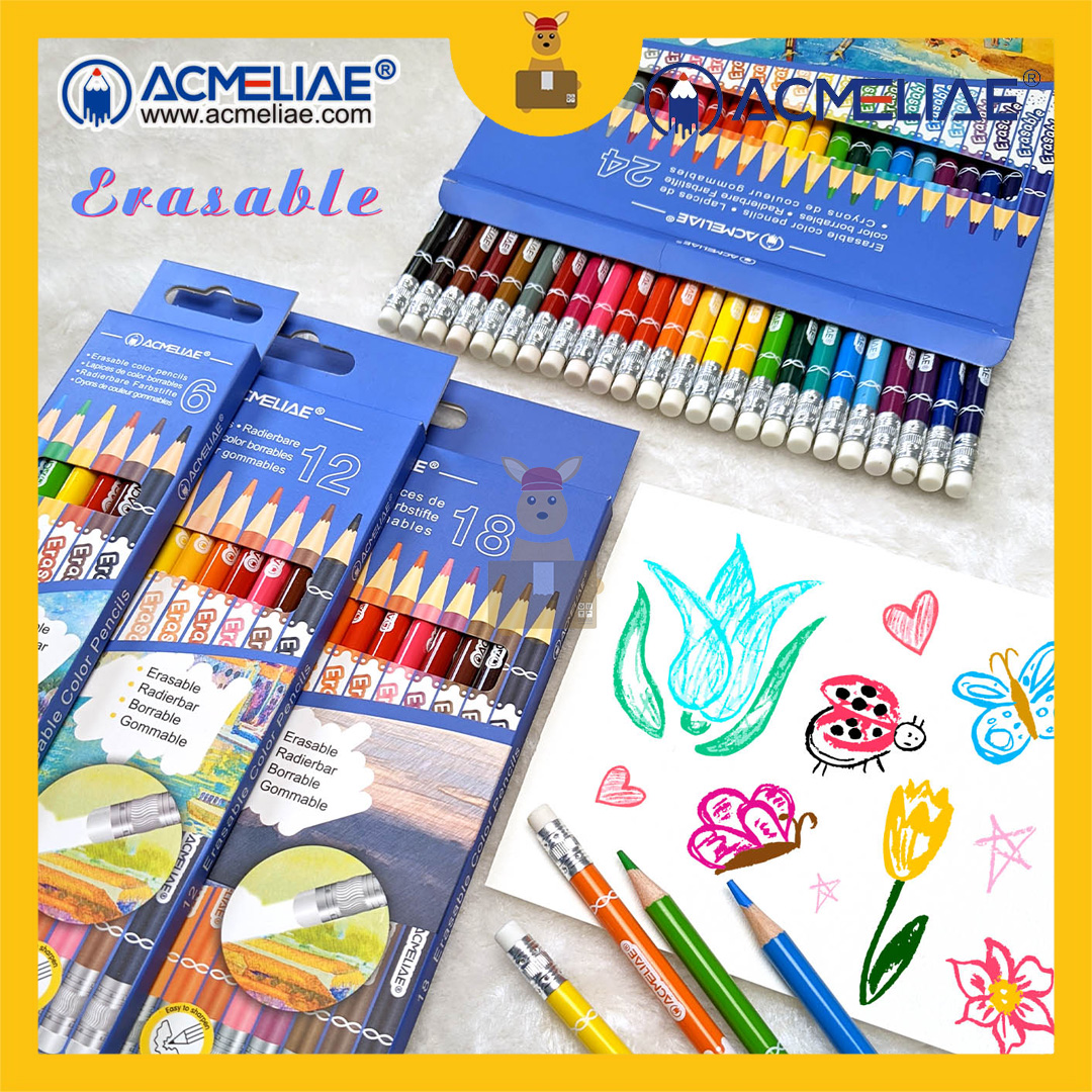 ACMELIAE Erasable Color Pencils Pensel Warna (12 Col / 24 Col) | Shopee ...